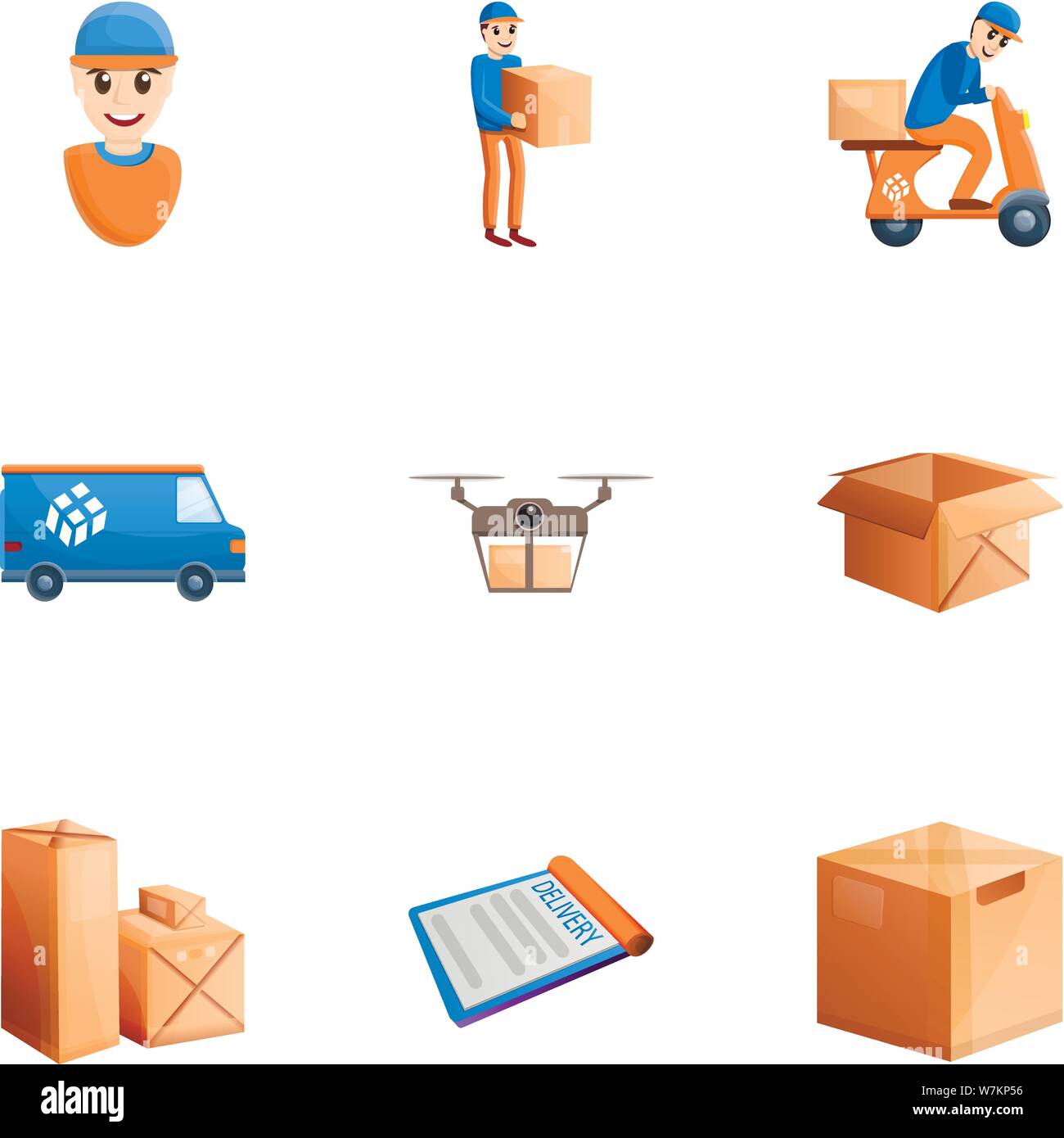 Fast parcel delivery icon set. Cartoon set of 9 fast parcel delivery ...