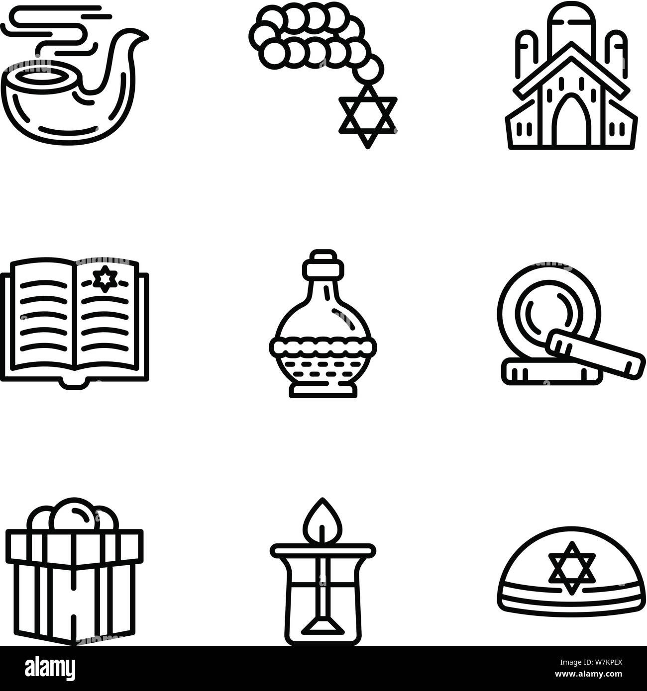 Judaism icon set. Outline set of 9 judaism vector icons for web design ...