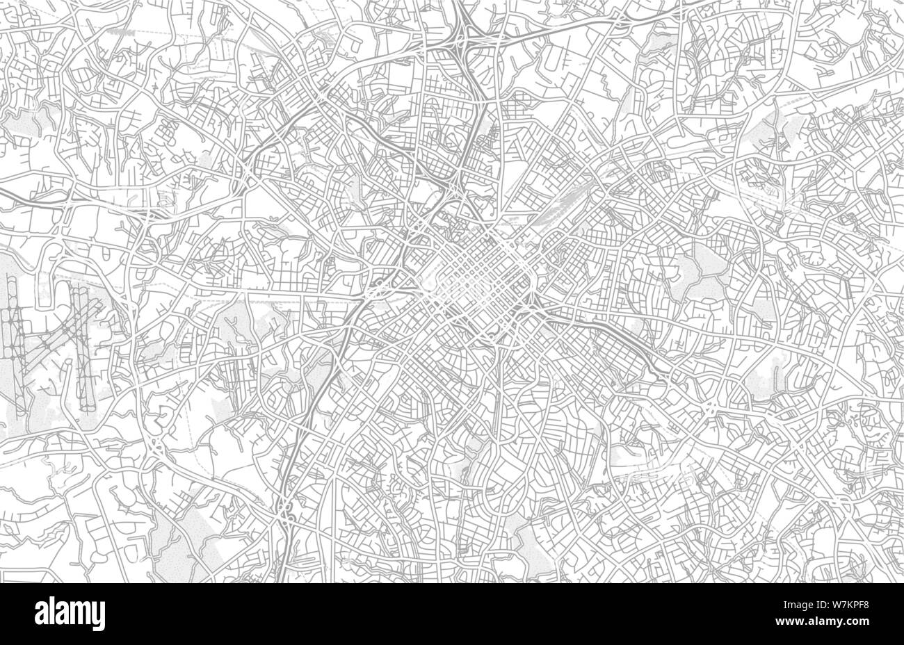 Charlotte, North Carolina, USA, bright outlined vector map with bigger ...