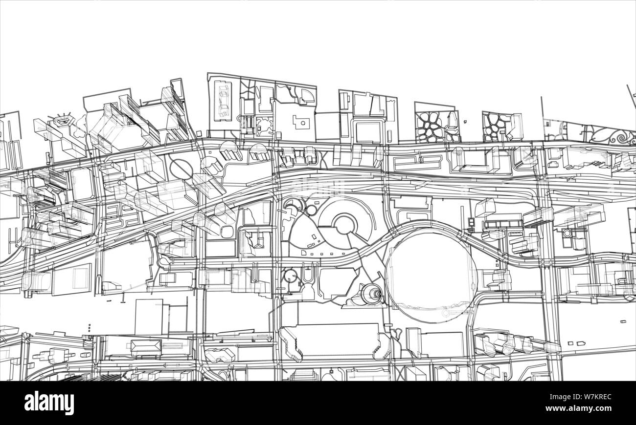 Outline city concept. Wire-frame style Stock Vector Image & Art - Alamy