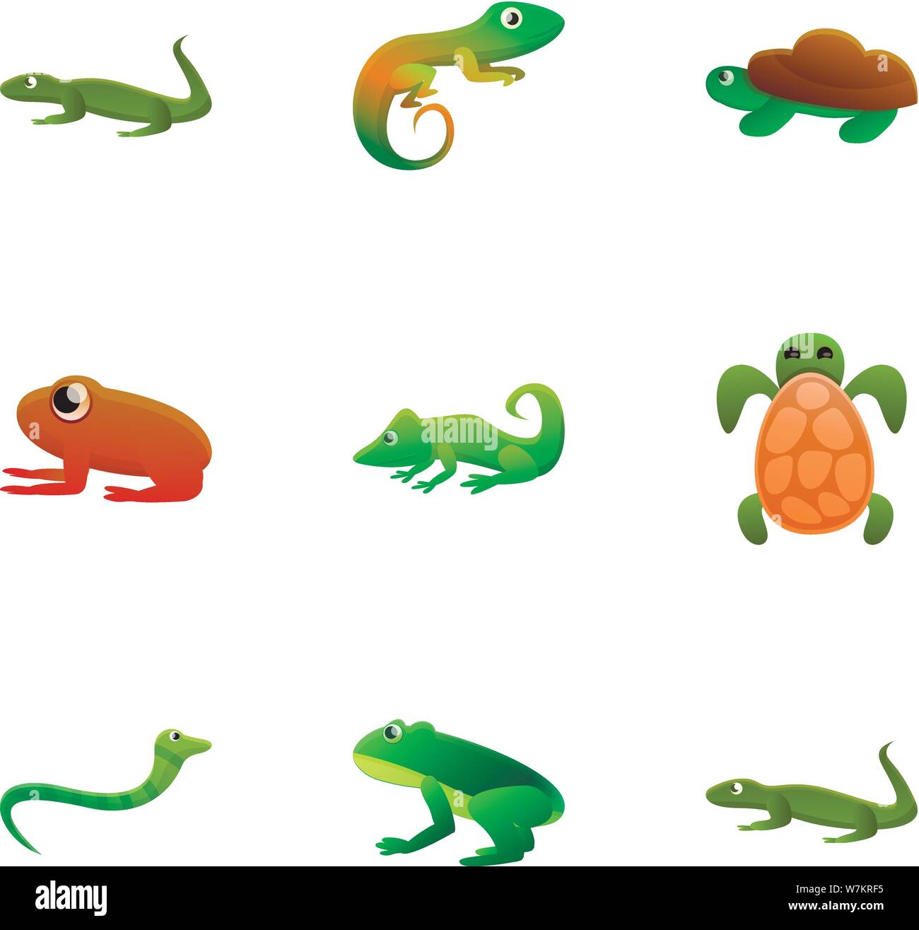 Zoo reptile icon set. Cartoon set of 9 zoo reptile vector icons for web ...