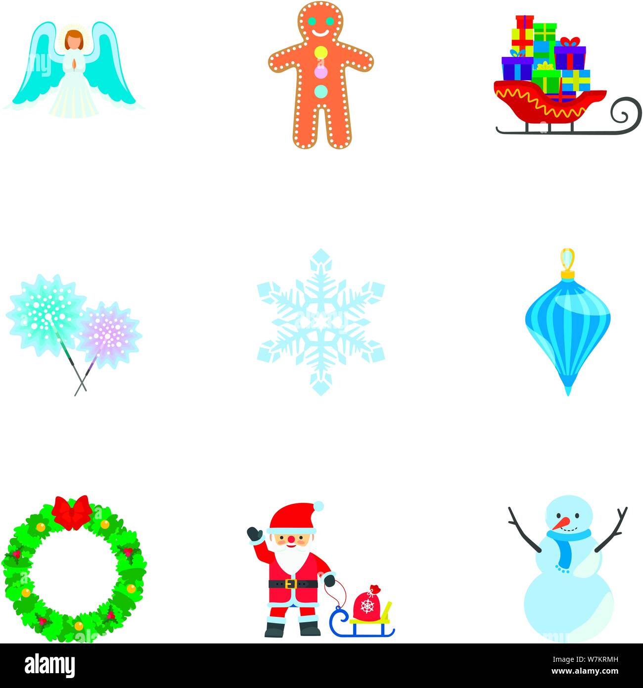 Winter Christmas icon set. Flat set of 9 winter Christmas vector icons ...