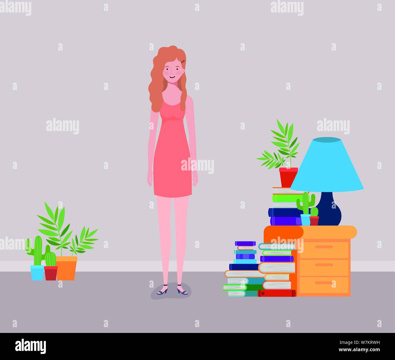 young and beautiful girl in the house character Stock Vector Image ...