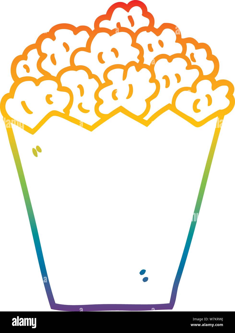 rainbow gradient line drawing of a cartoon cinema popcorn Stock Vector ...