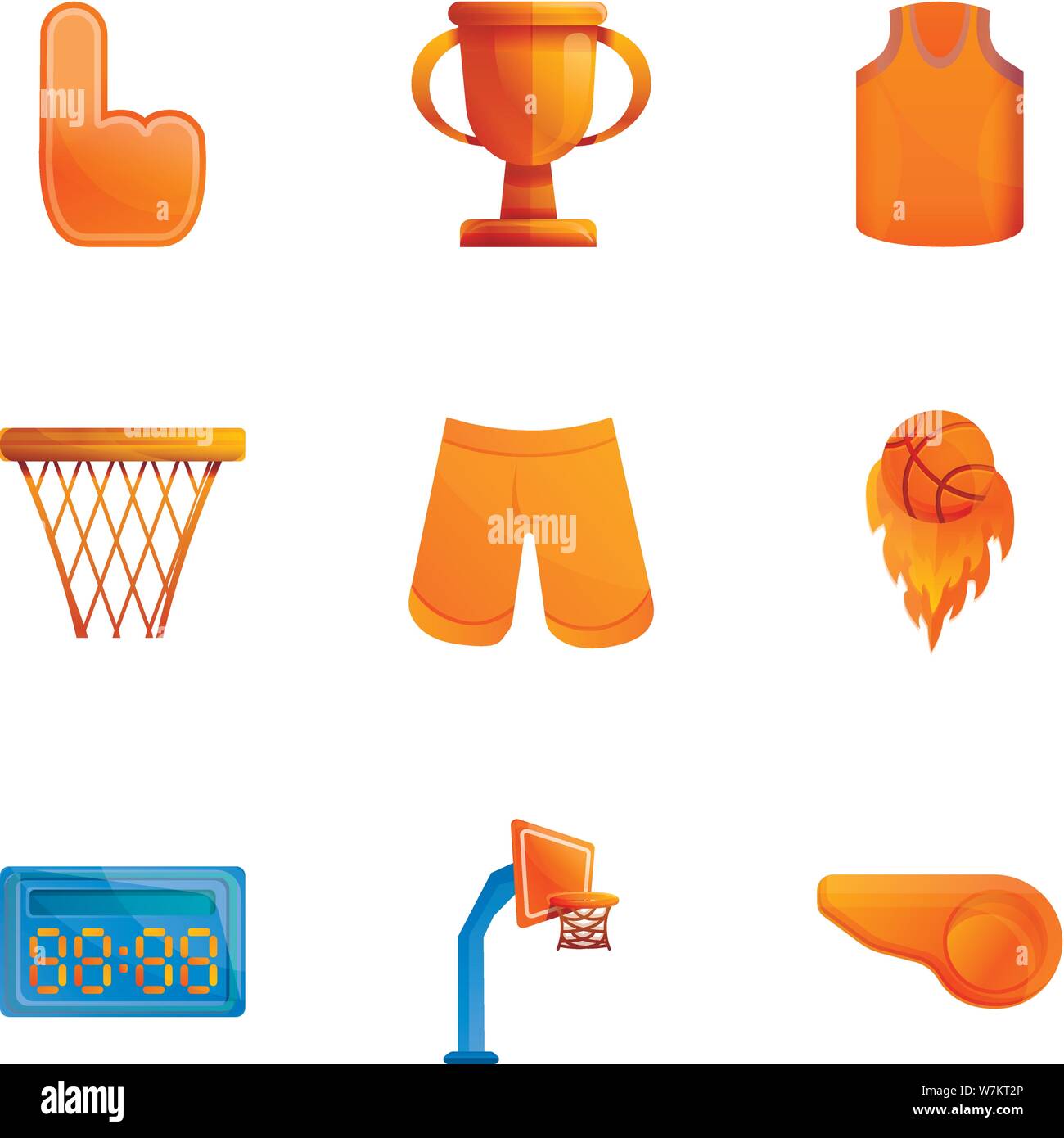Basketball objects icon set. Cartoon set of 9 basketball objects vector ...