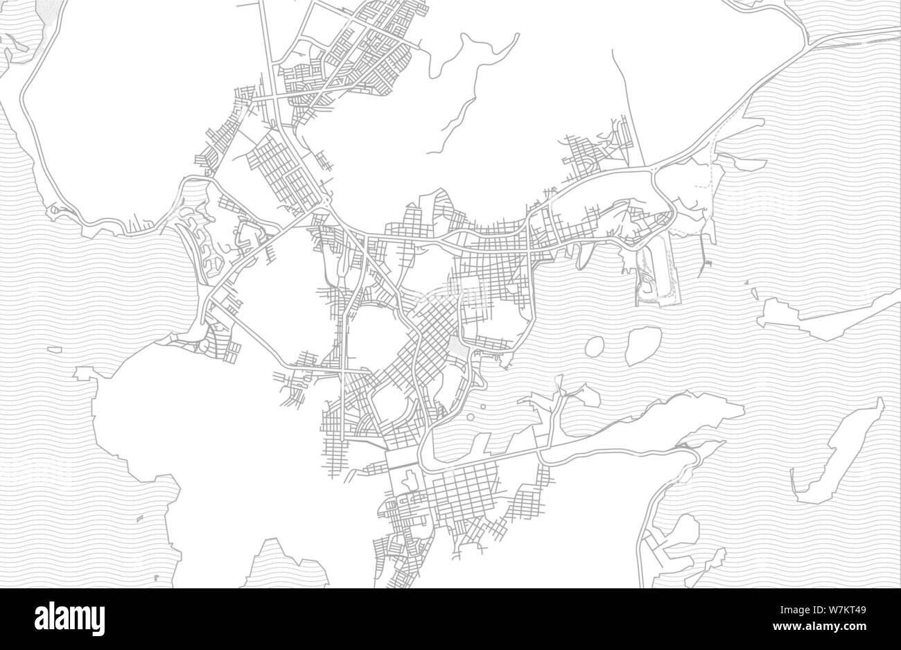 Guaymas, Sonora, Mexico, bright outlined vector map with bigger and ...