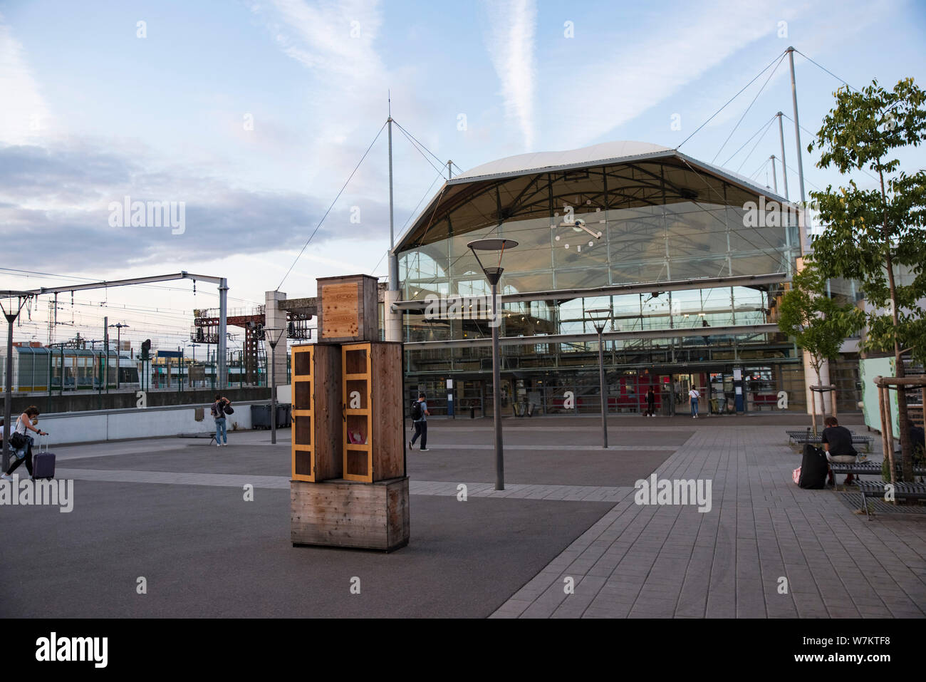 Modern glass train station seen from the outside Stock Photo - Alamy