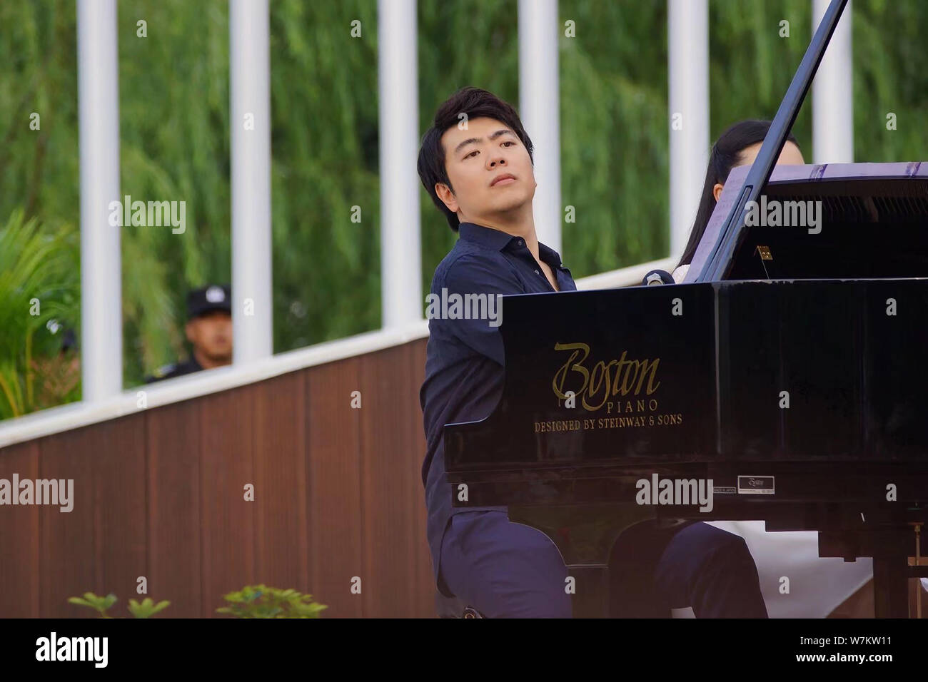 Chinese pianist Lang Lang performs during the unveiling ceremony for ...