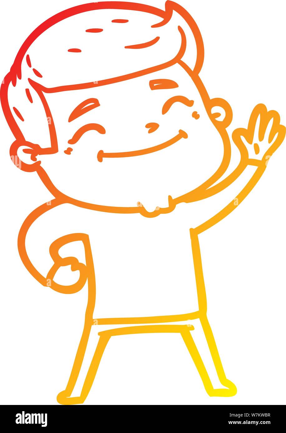 warm gradient line drawing of a happy cartoon man Stock Vector Image ...