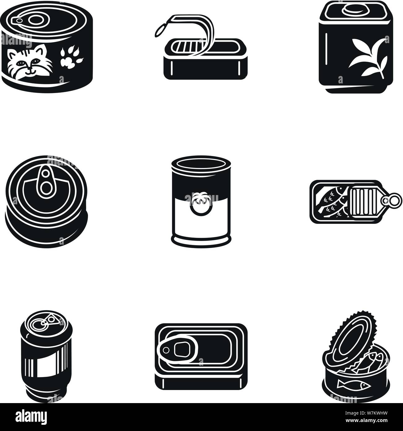 Tin can fish icon set. Simple set of 9 tin can fish vector icons for ...