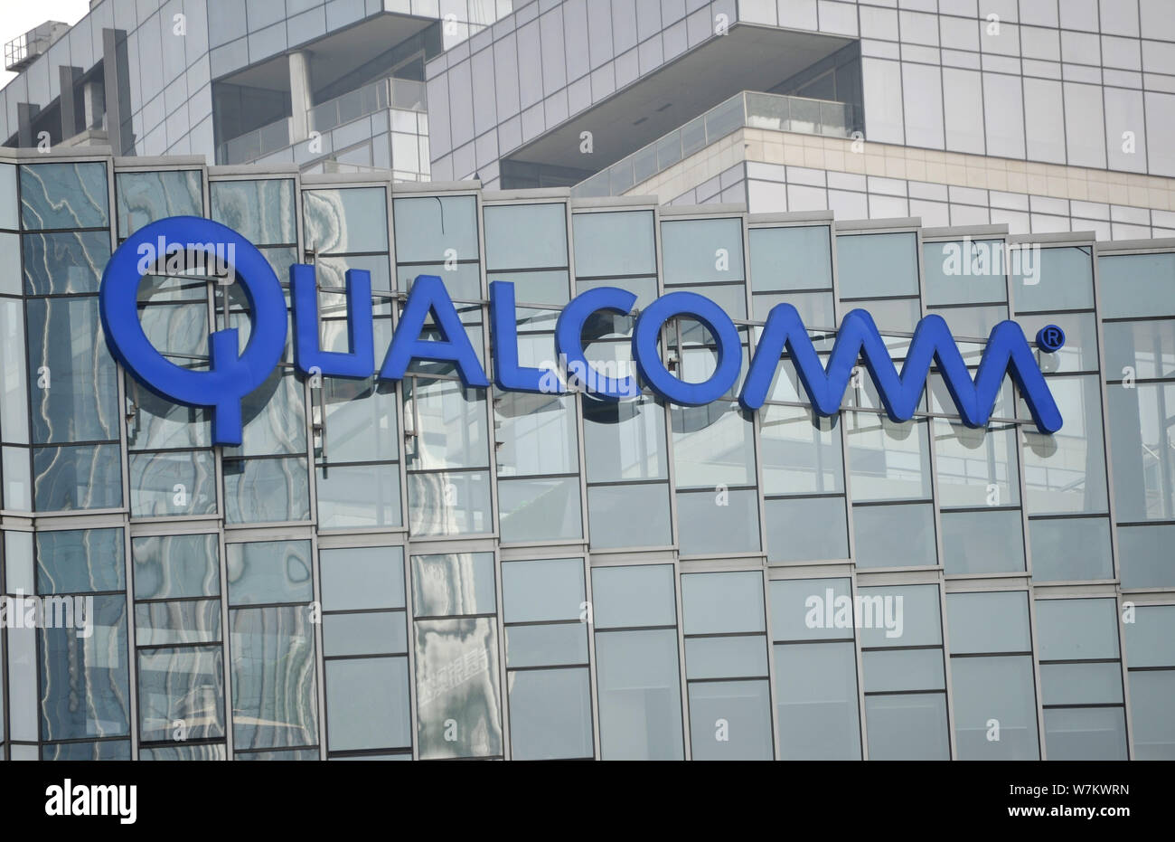 --FILE--View of a logo of Qualcomm at an Innovation Center of Qualcomm ...