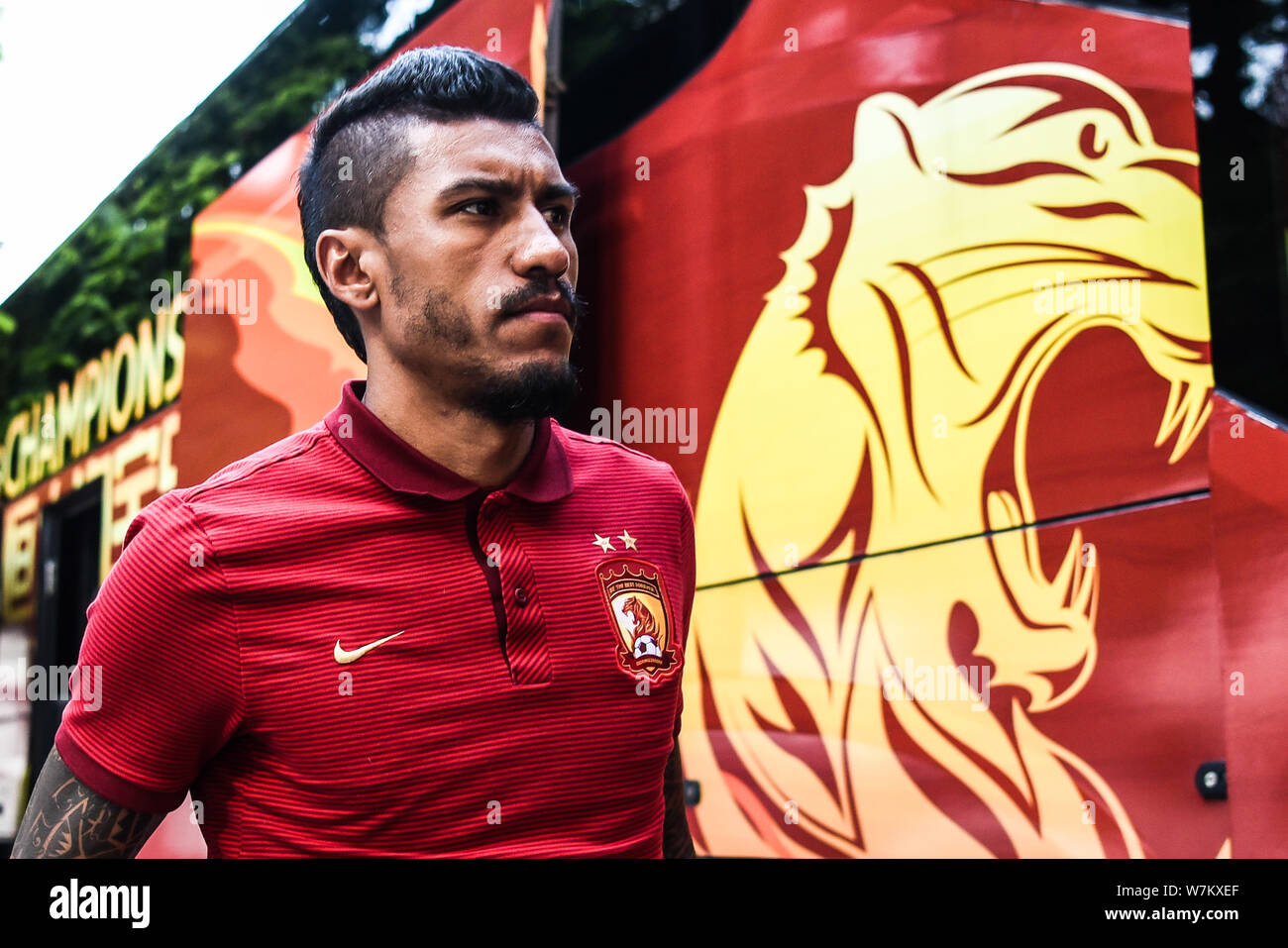 --FILE--Brazilian football player Paulinho is pictured as he arrives at ...