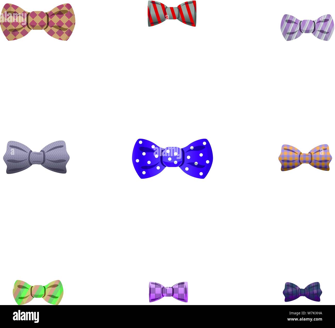 Textile bow tie icon set. Cartoon set of 9 textile bow tie vector icons ...