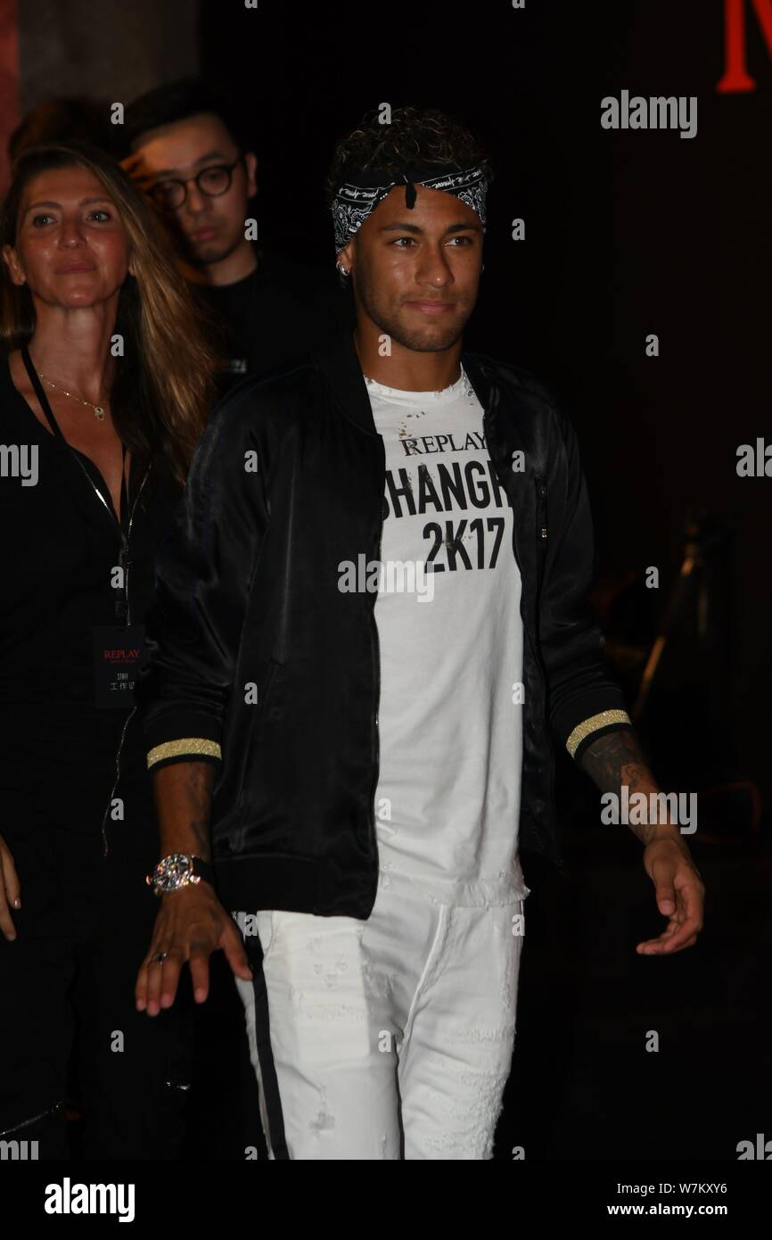 Brazilian football star Neymar, or Neymar Jr., arrives at the fashion ...