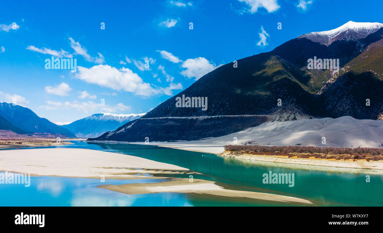 --FILE--Aerial view of the Yarlung Tsangpo Grand Canyon or Yarlung ...