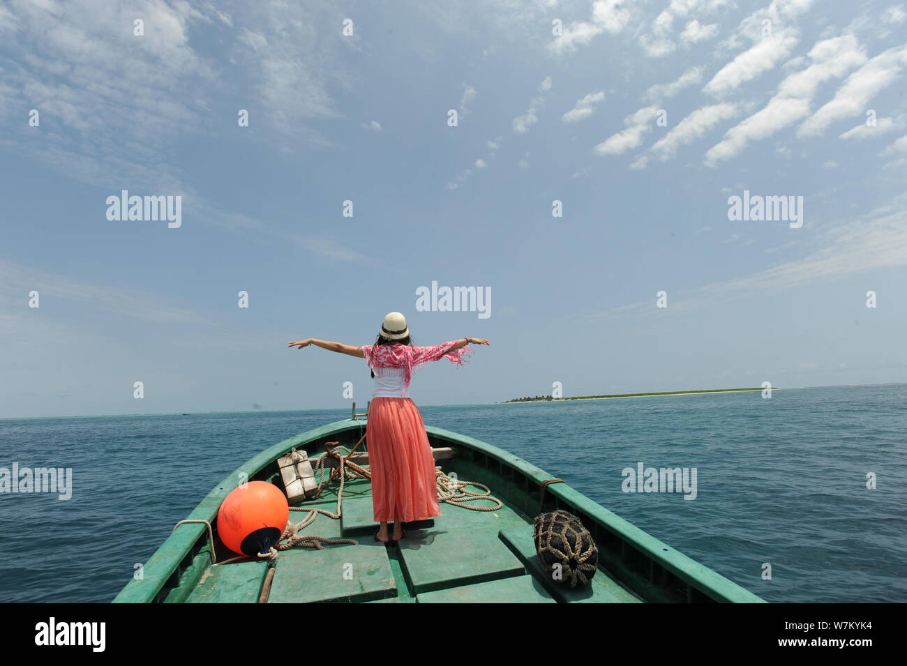 Landscape of Sansha city on Yongxing Island of the Xisha Islands, also ...