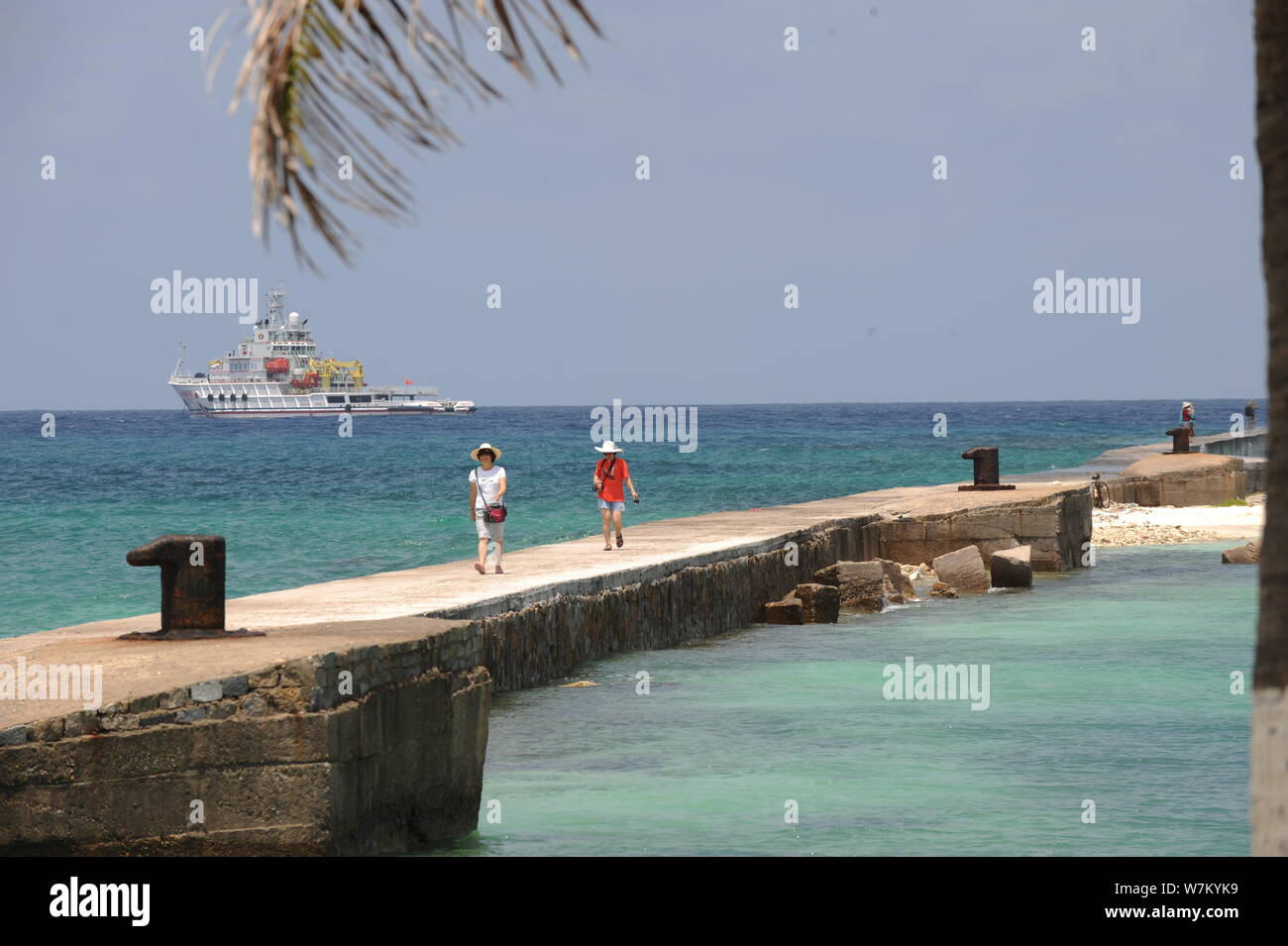 Landscape of Sansha city on Yongxing Island of the Xisha Islands, also ...