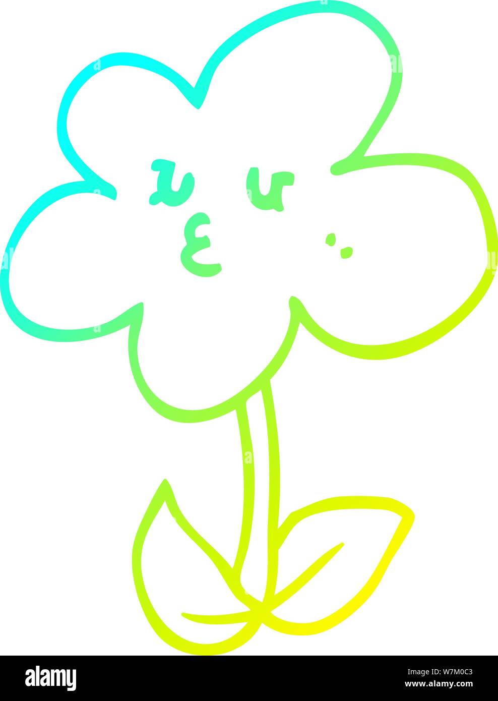cold gradient line drawing of a cartoon flower Stock Vector Image & Art ...