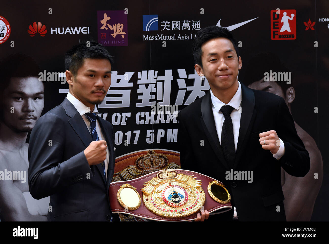 Japanese boxer Kohei Kono, left, and Hong Kong boxing star Rex Tso Sing ...