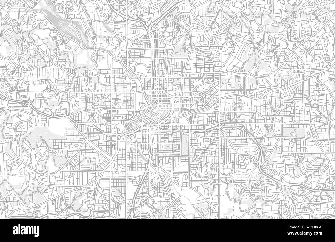 Atlanta, Georgia, USA, bright outlined vector map with bigger and minor ...