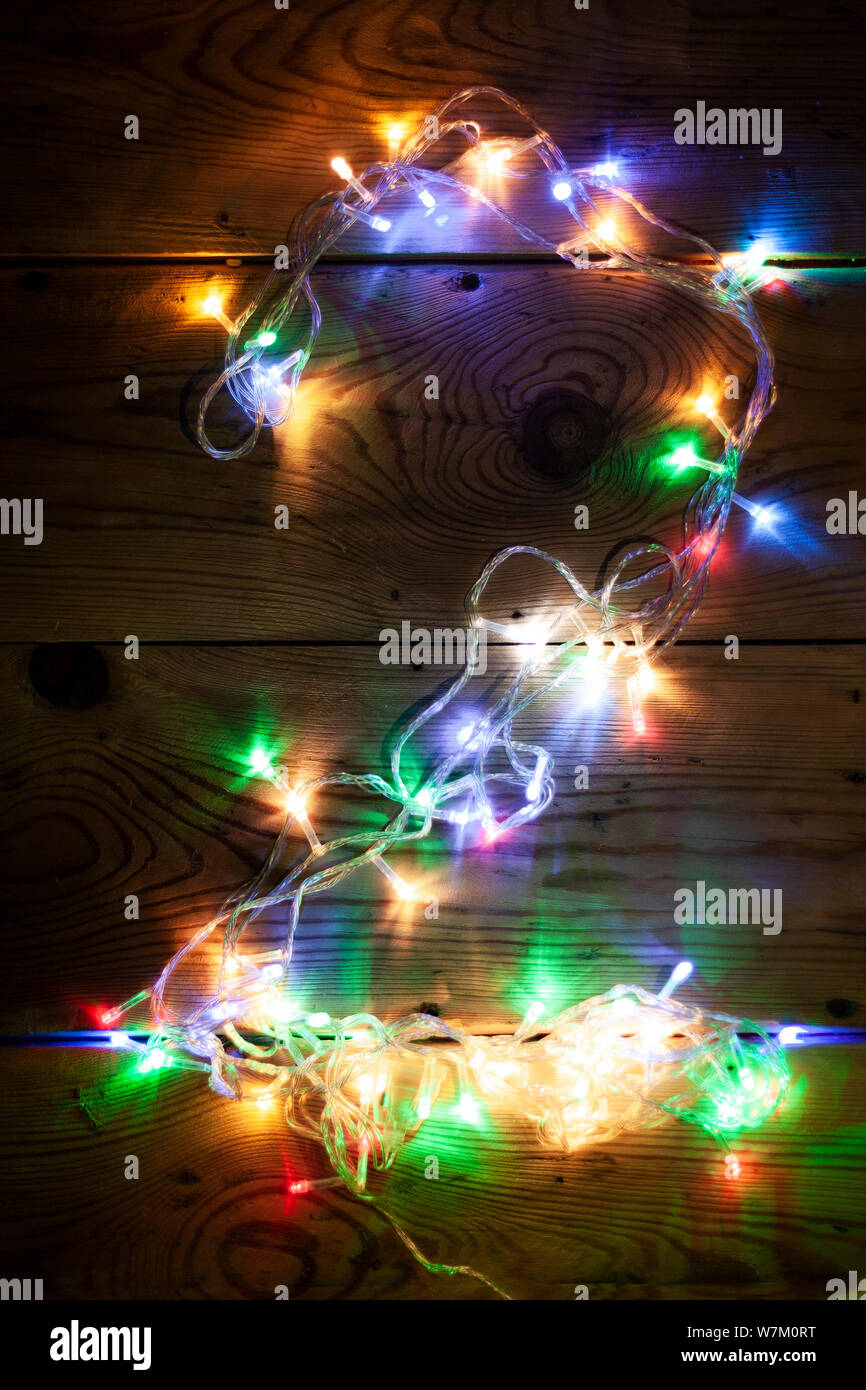 Number 2 made with the Christmas garland lights. Digit 2 Two Number On ...