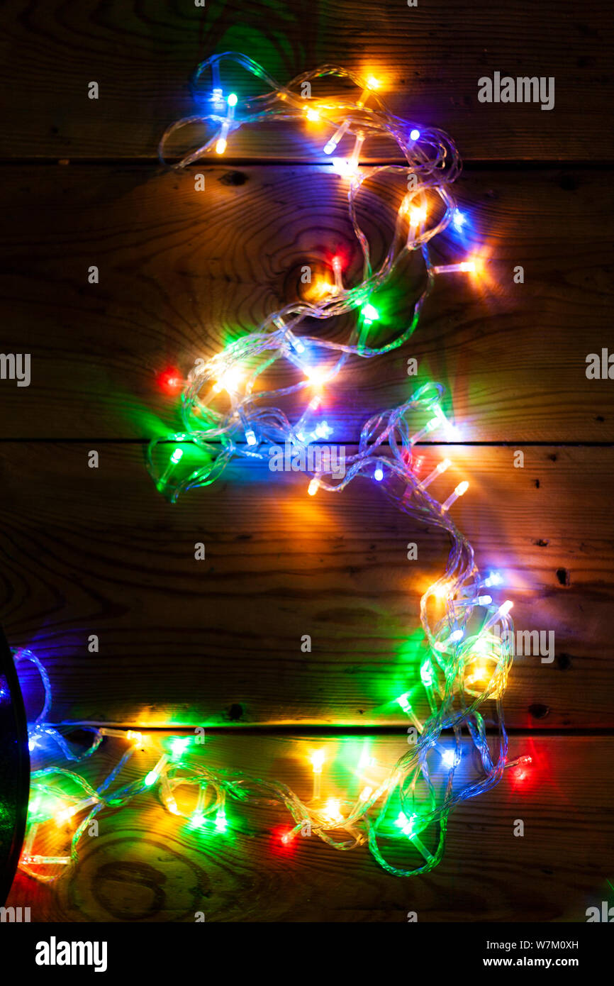 Number 3 made with the Christmas garland lights. Digit 3 Three Number ...