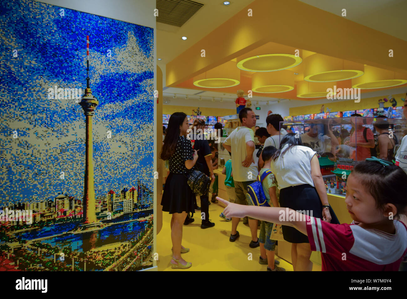 Visitors are pictured at Tianjin's first LEGO Authorized Store in ...