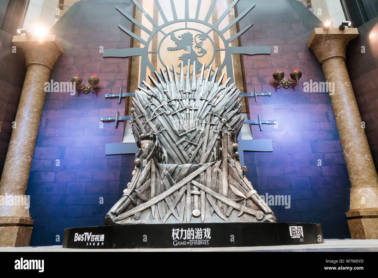 View of a life size replica of the Iron Throne from the HBO series Game ...