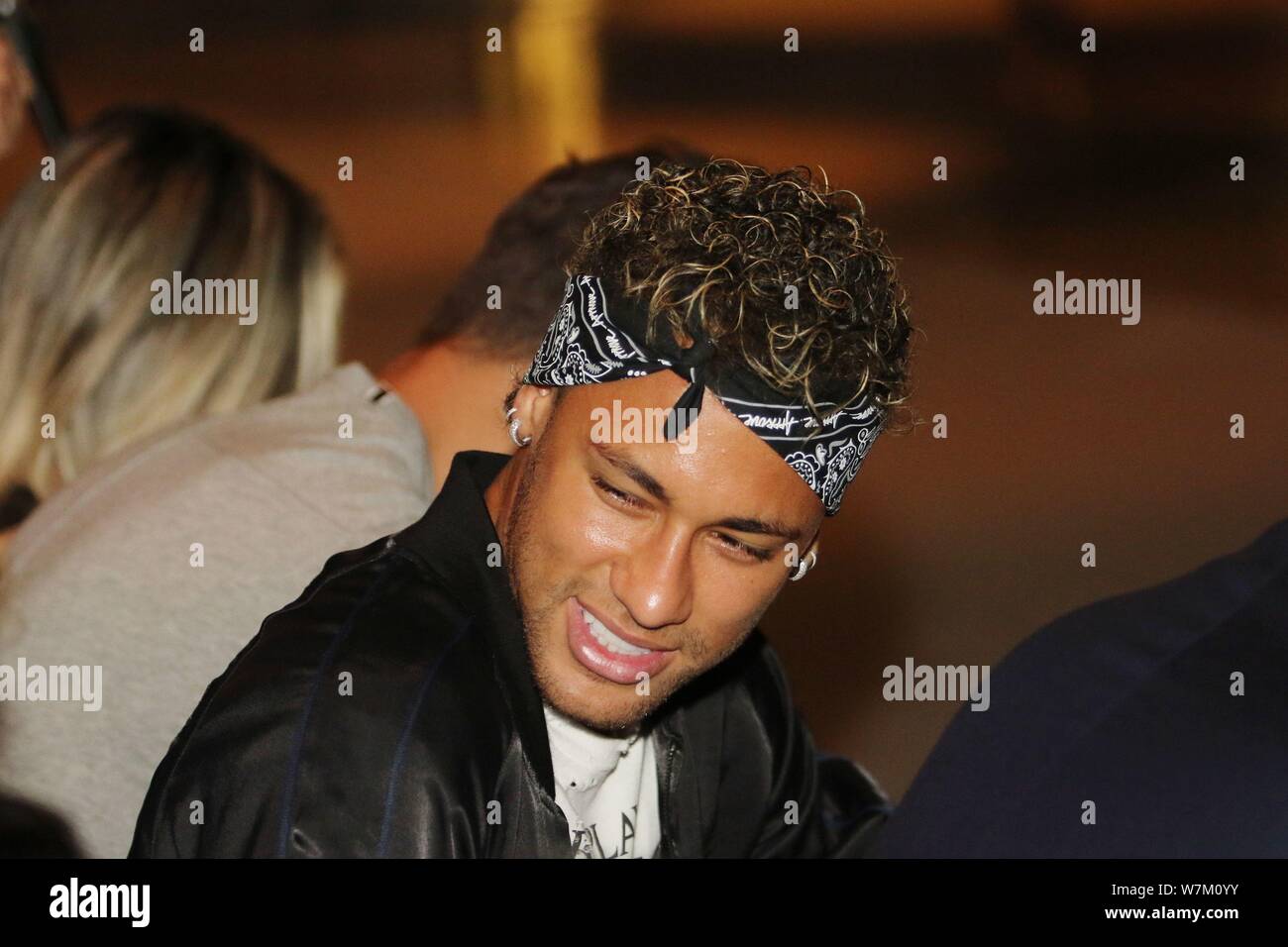 Brazilian football star Neymar, or Neymar Jr., attends the fashion show ...