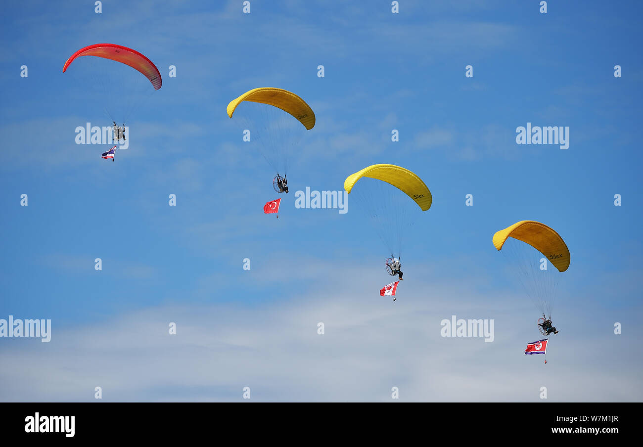Members from different countries perform skydiving during the 6th ...
