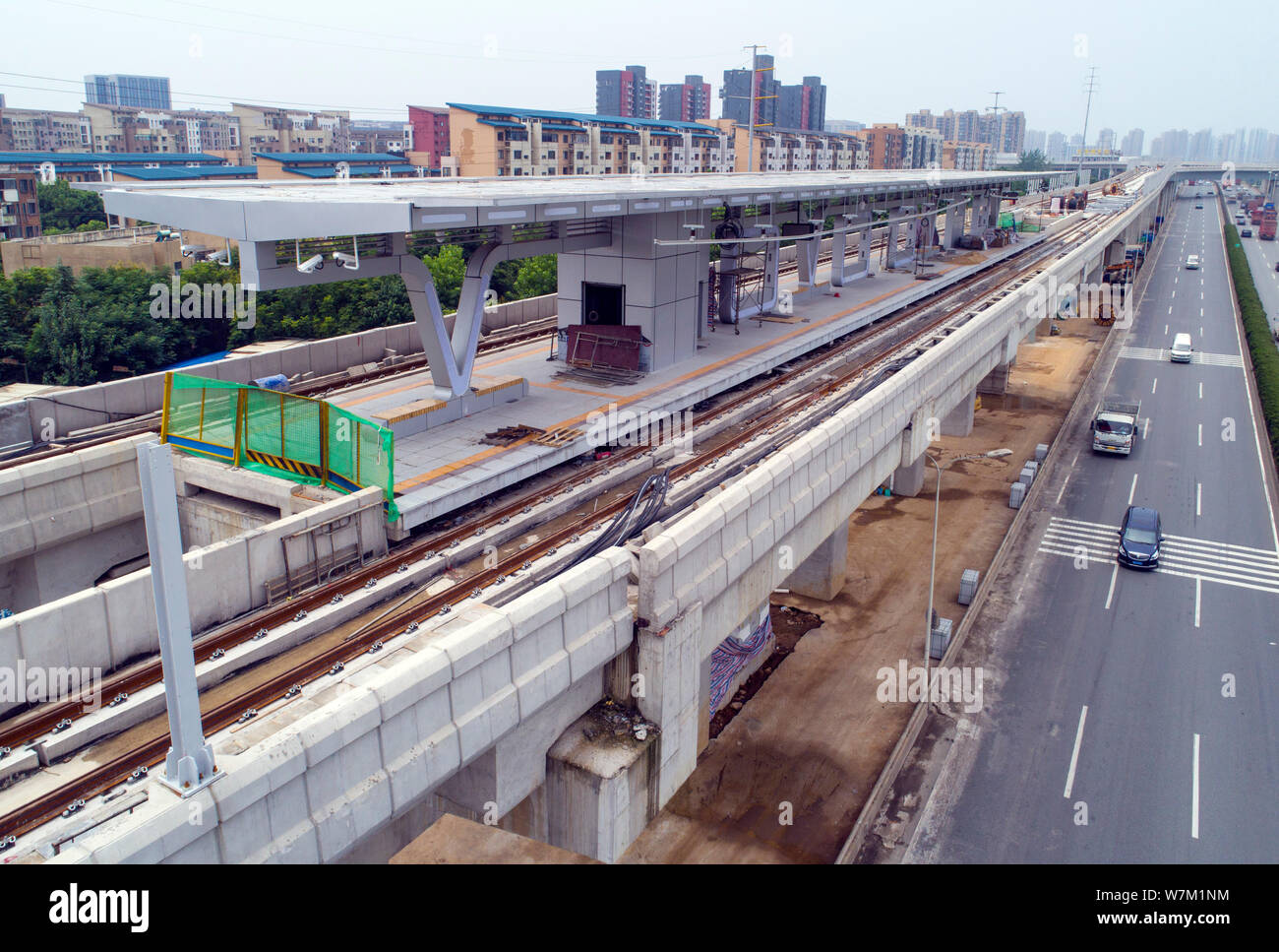 The elevated tracks for the "Optics Valley Quantum" tram are under ...