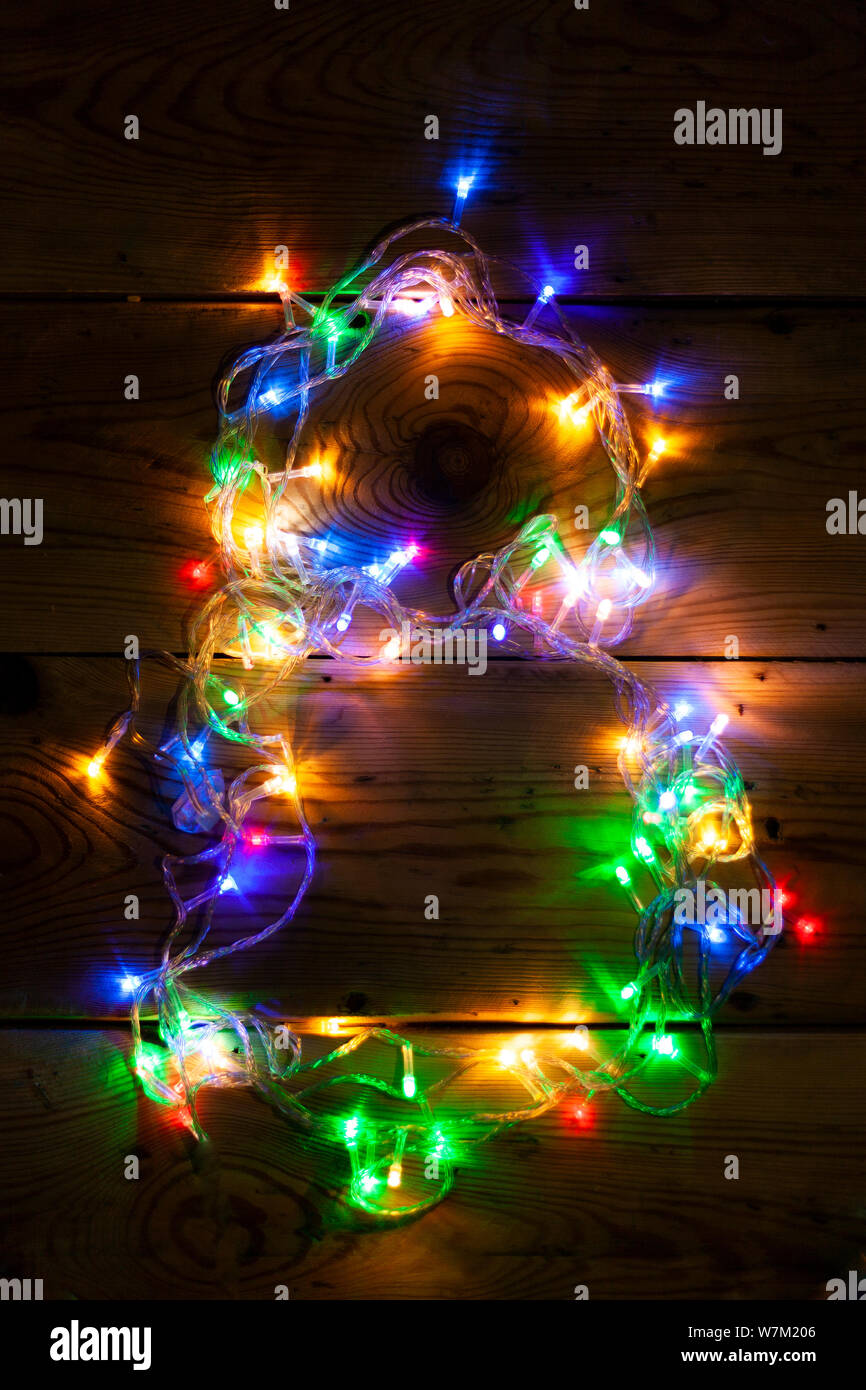 Number 8 made with the Christmas garland lights. Digit 8 Eight Number ...