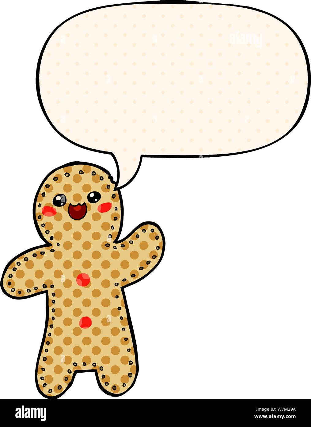 cartoon gingerbread man with speech bubble in comic book style Stock ...