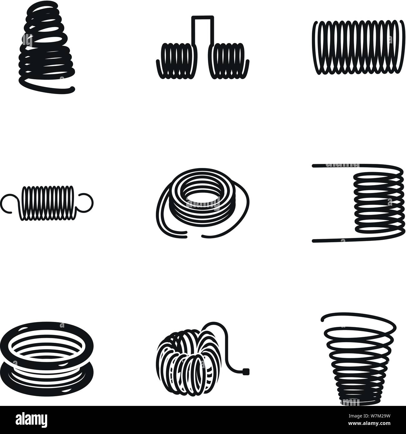 Magnetic coil icon set. Simple set of 9 magnetic coil vector icons for ...