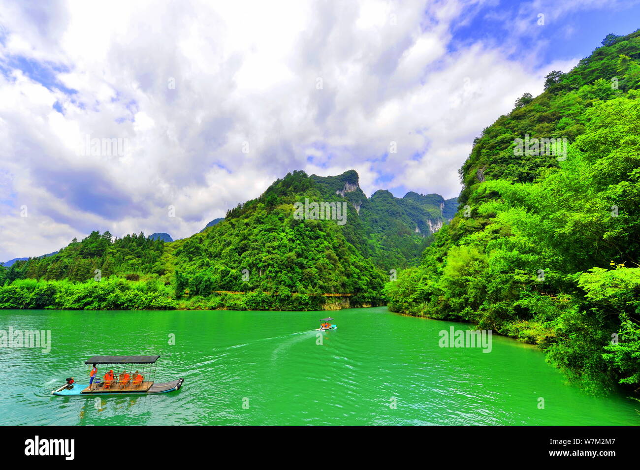 Landscape of the Daqikong (Large Seven Arches) Scenic Spot in Libo ...