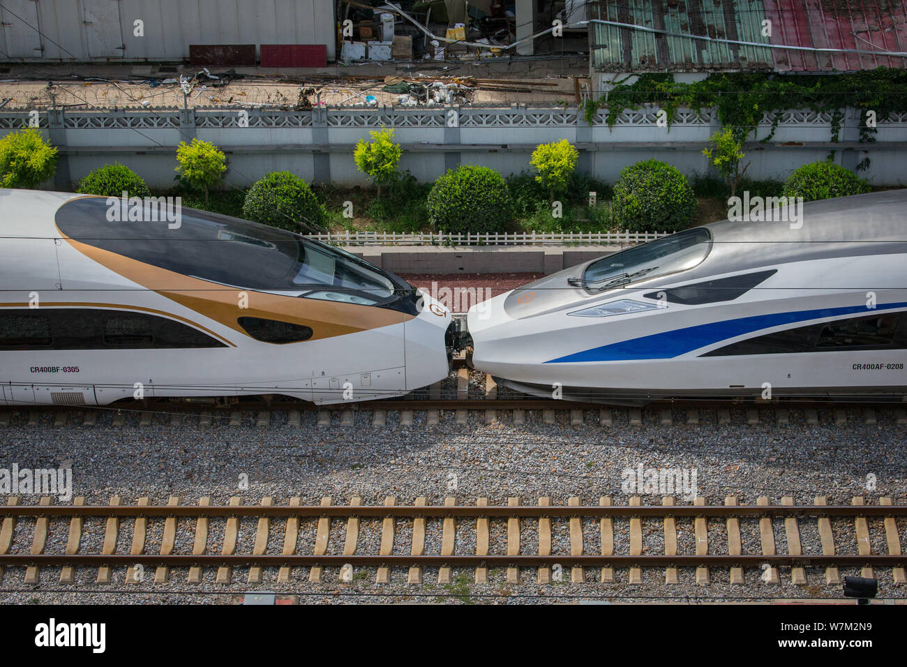 The Blue Dolphin, right, and the Golden Phoenix trainsets of "Fuxing ...