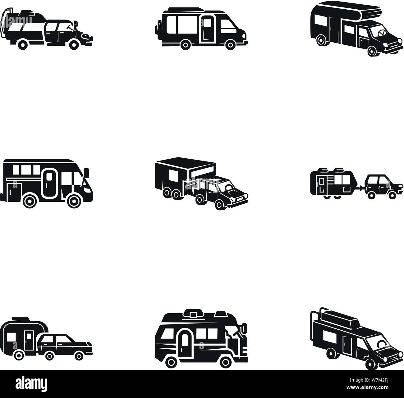 Motorhome trailer icon set. Simple set of 9 motorhome trailer vector ...