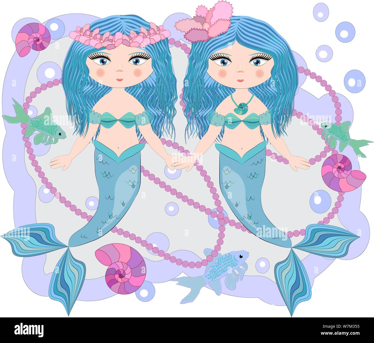Two mermaids underwater Cut Out Stock Images & Pictures - Alamy