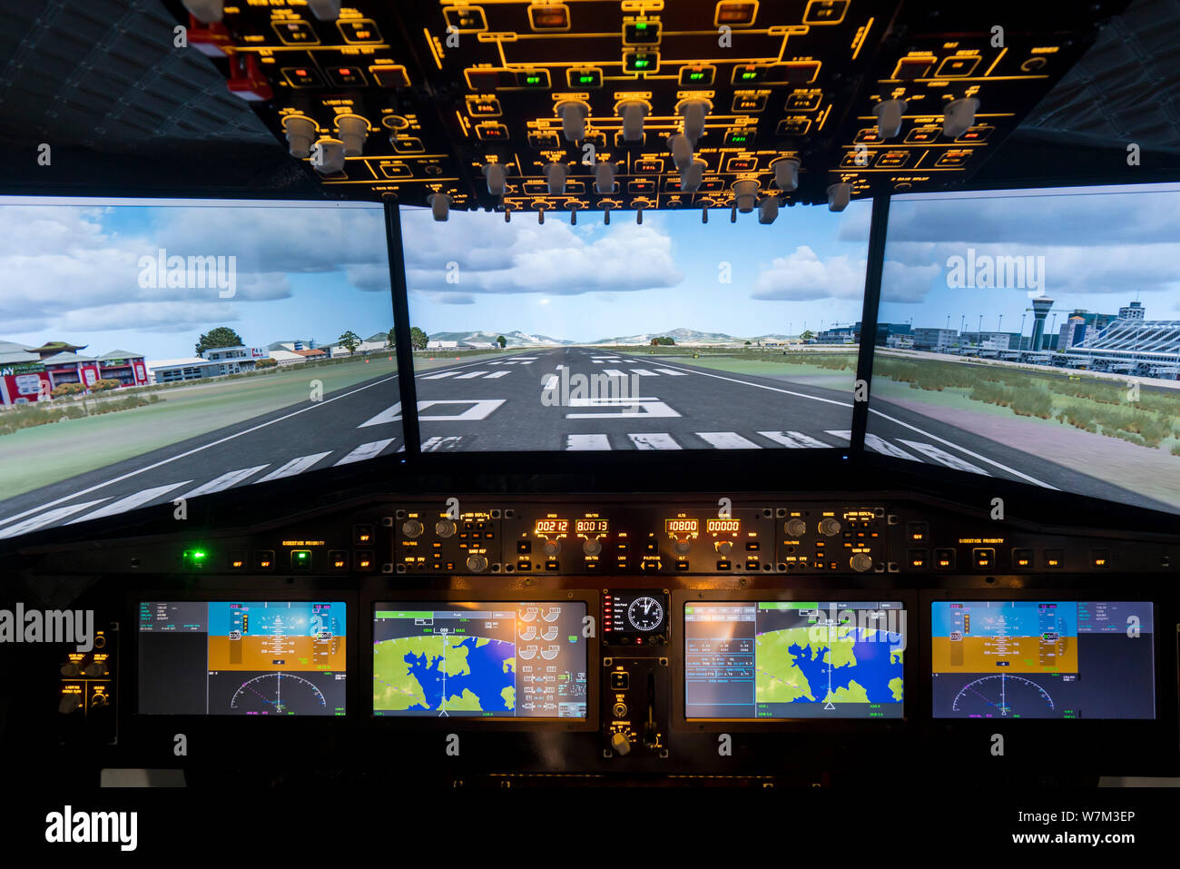 View of the cockpit of a flight simulator of China's first large ...