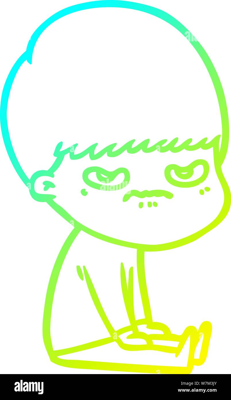 cold gradient line drawing of a cartoon boy Stock Vector Image & Art ...