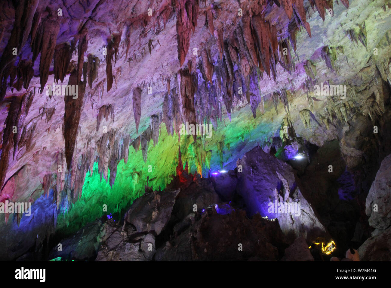 Inside view of the Yinshui cave, the China's longest karst cave about ...