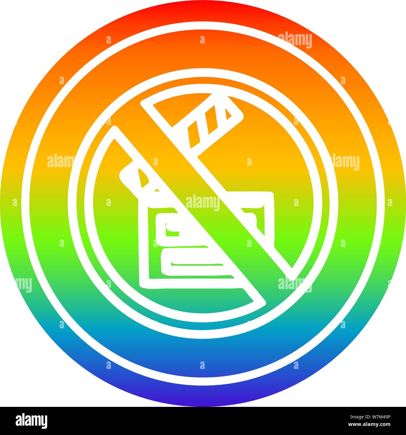 no filming circular icon with rainbow gradient finish Stock Vector ...