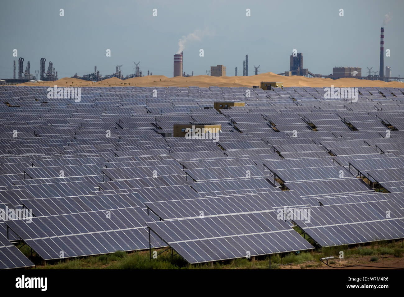 Solar panels are installed at a photovoltaic (PV) power plant of Elion ...