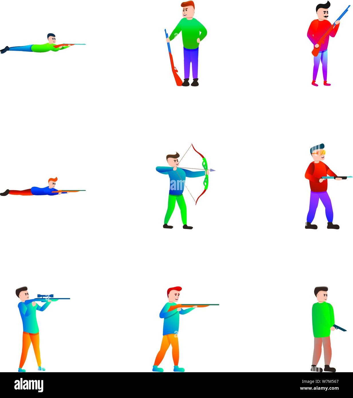 Shooting icon set. Cartoon set of 9 shooting vector icons for web ...
