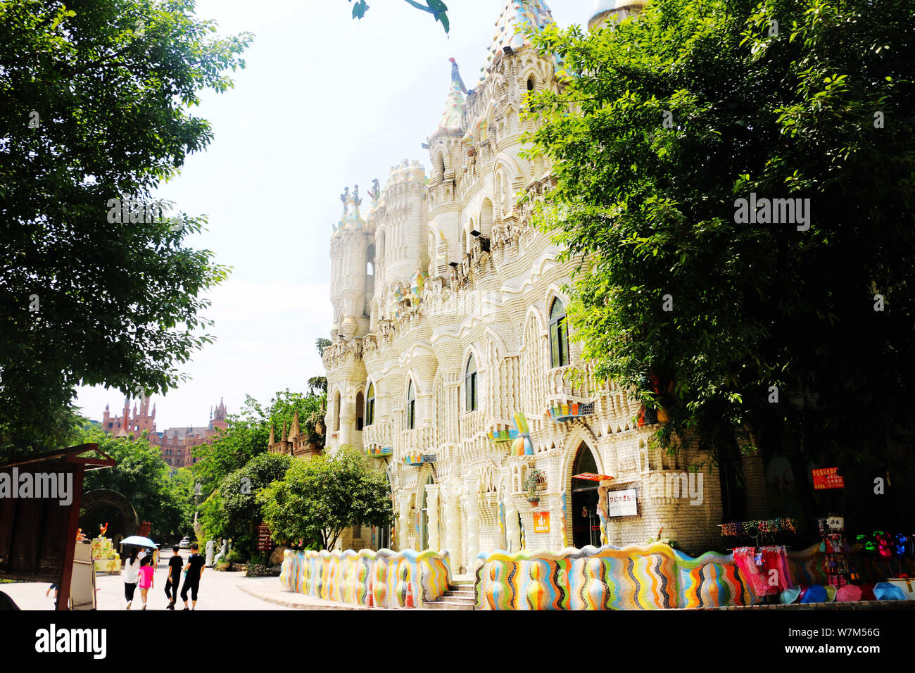 View of a castle-shaped building in a cake factory in Chongqing, China ...