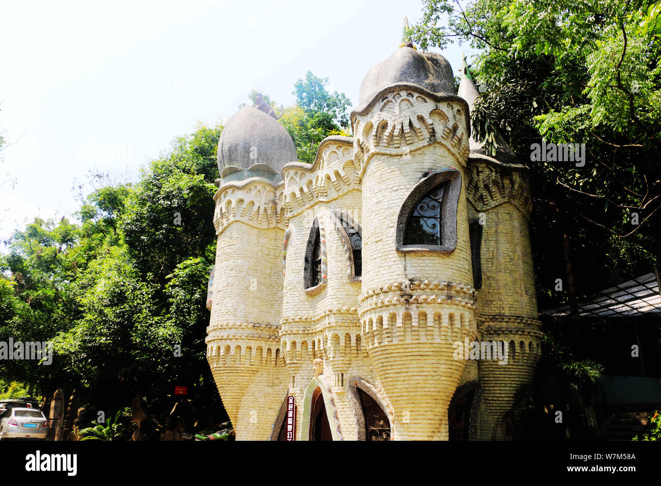 View of a castle-shaped building in a cake factory in Chongqing, China ...
