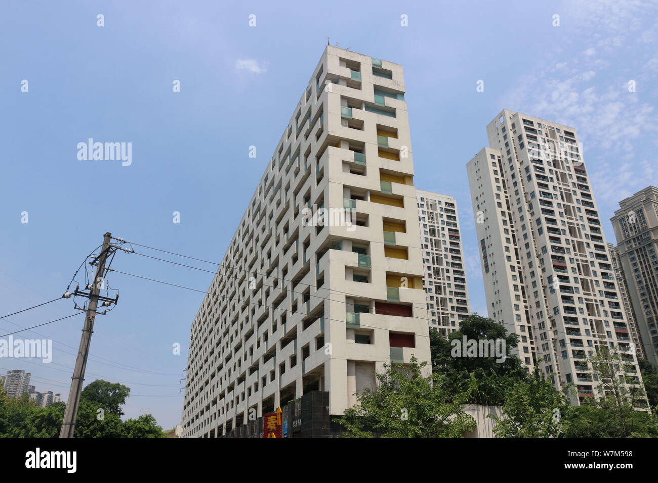View of the residential building featuring the shape of QR Code on its ...
