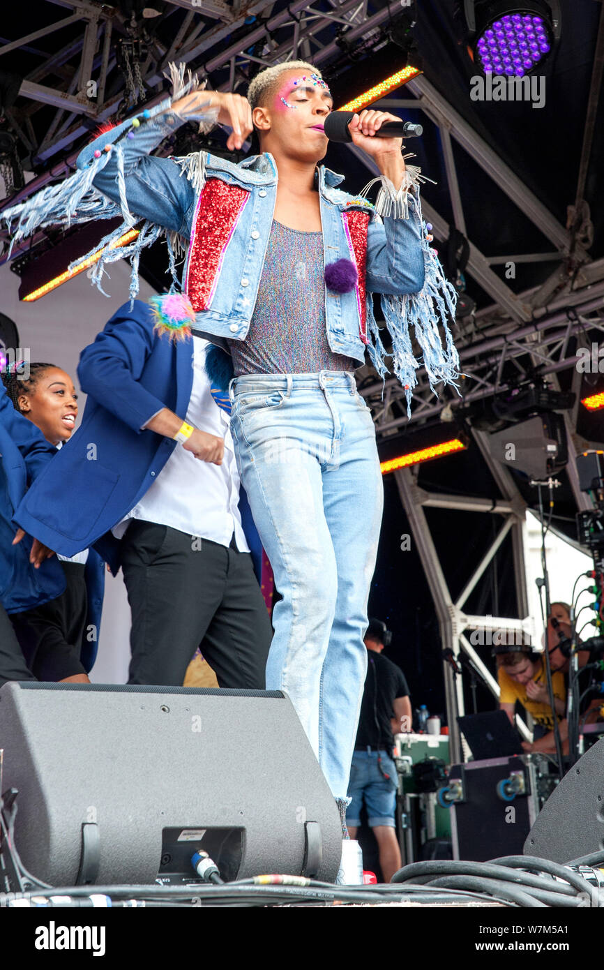 Pride in London 2019 at Trafalgar Square, London. Featuring: Layton ...