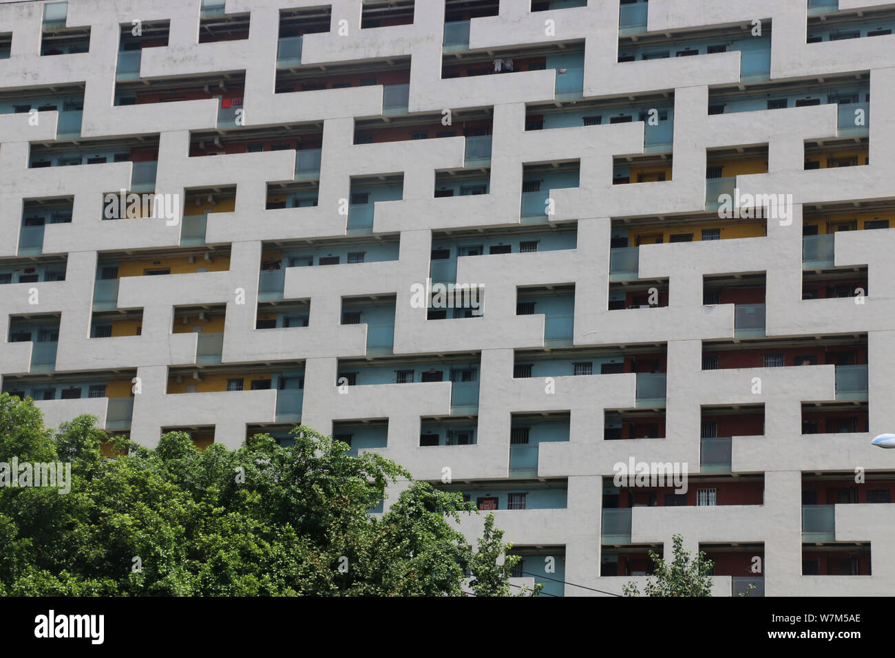 View of the residential building featuring the shape of QR Code on its ...