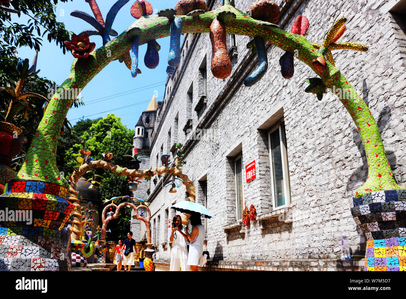 View of a castle-shaped building in a cake factory in Chongqing, China ...